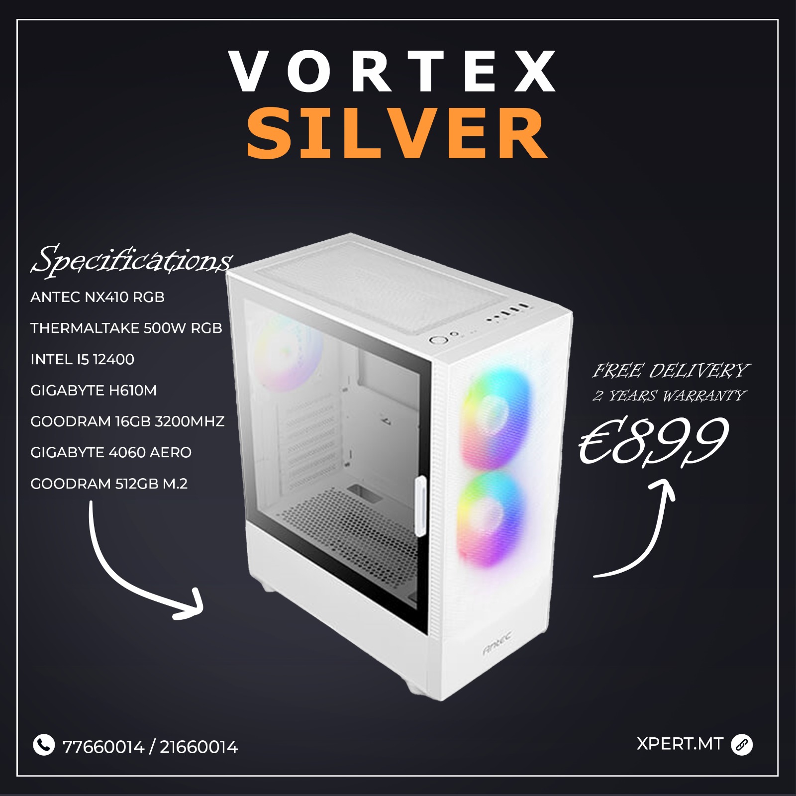 XPert-VORTEX Silver - Gaming PC System